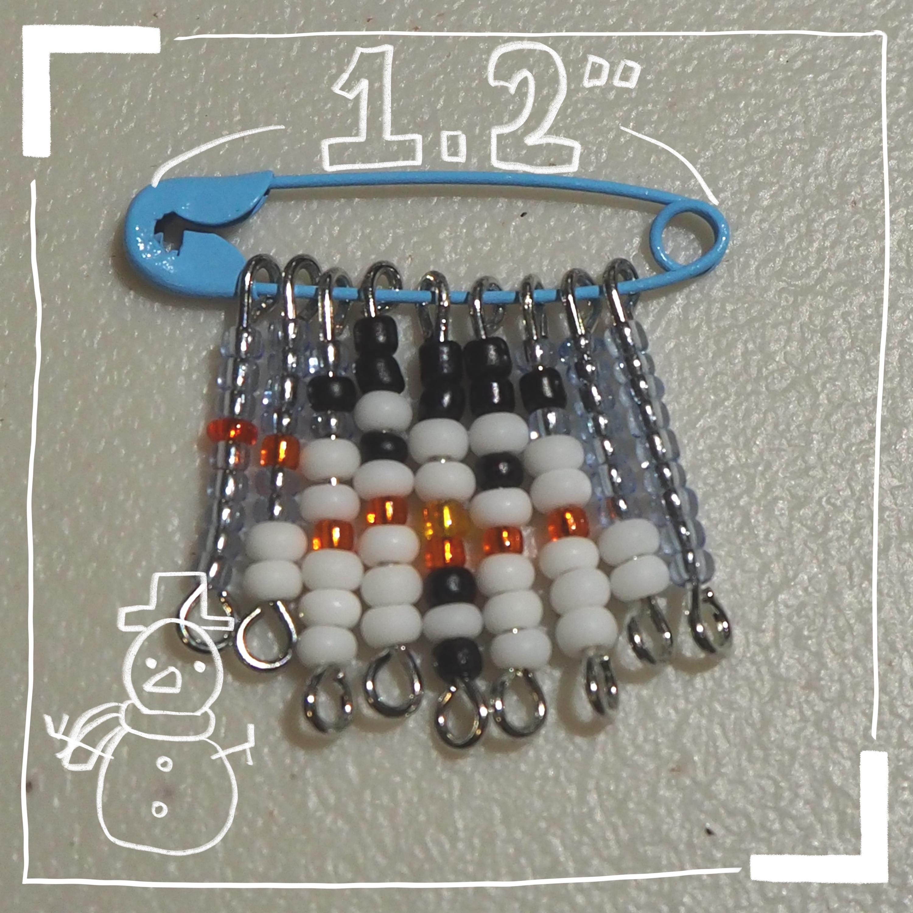 Snowman Beaded Safety Pin Bag Pin - Etsy