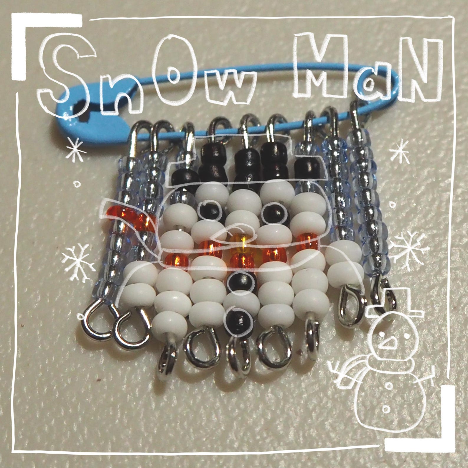 Snowman Beaded Safety Pin Bag Pin - Etsy