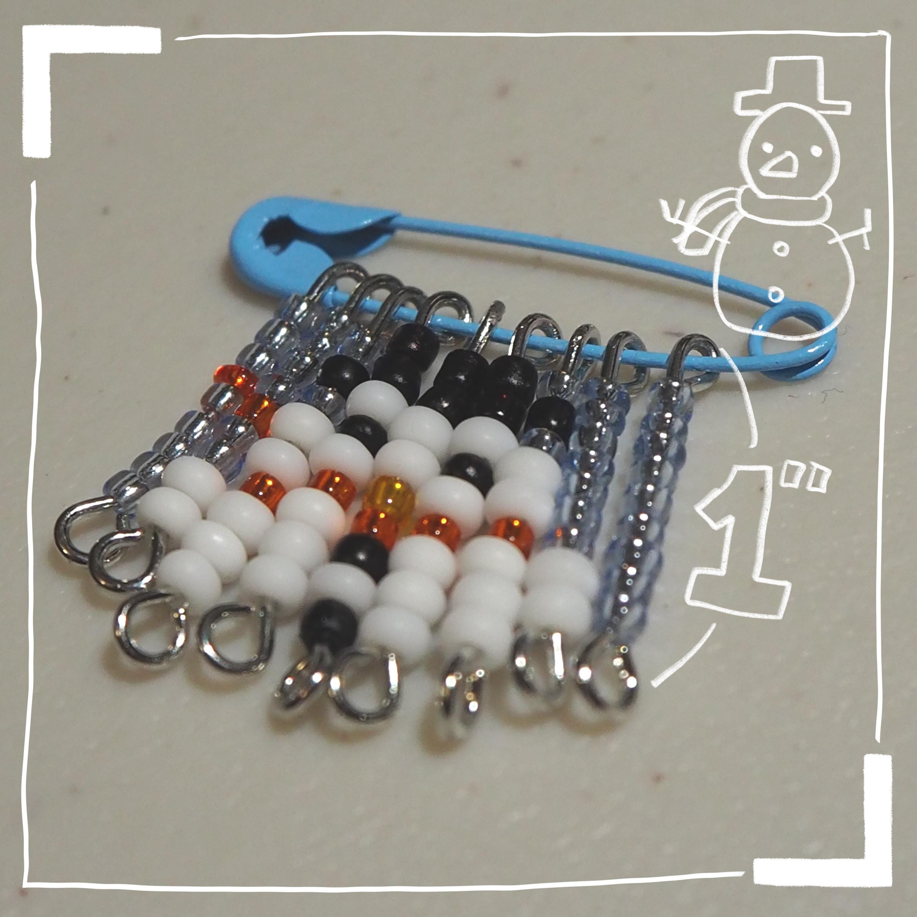 Snowman Beaded Safety Pin Bag Pin - Etsy
