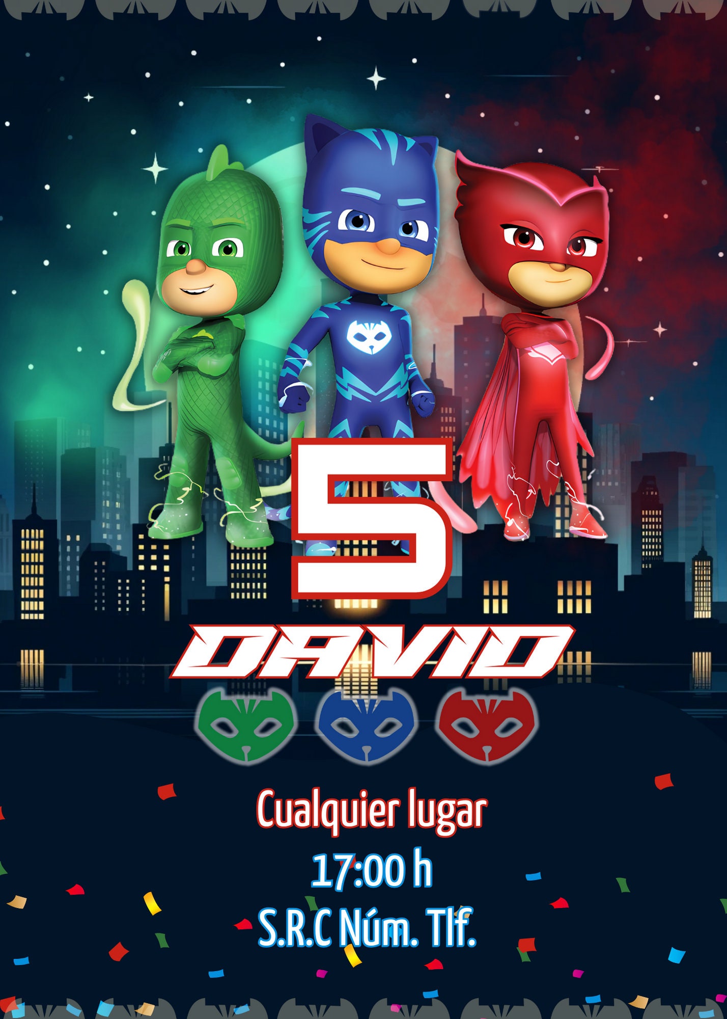 PJ Masks Birthday Invitation to Edit in Canva Downloadable Digital ...