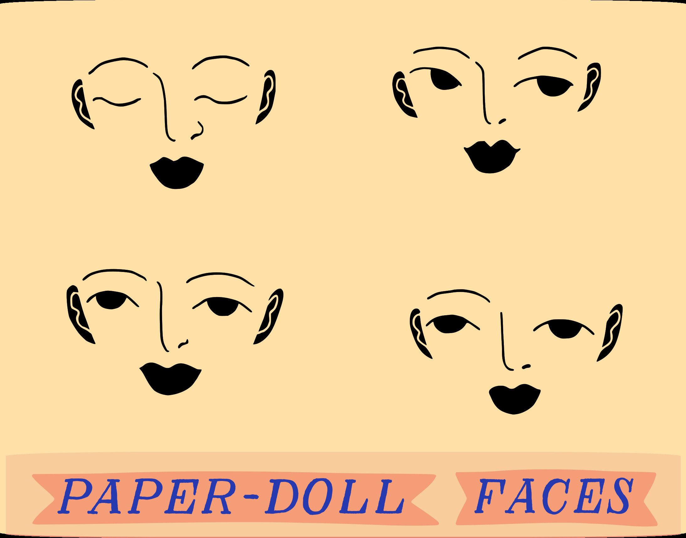 Paper-doll Heads and Wigs Cutting Files Clip Art, Digi Art - Etsy