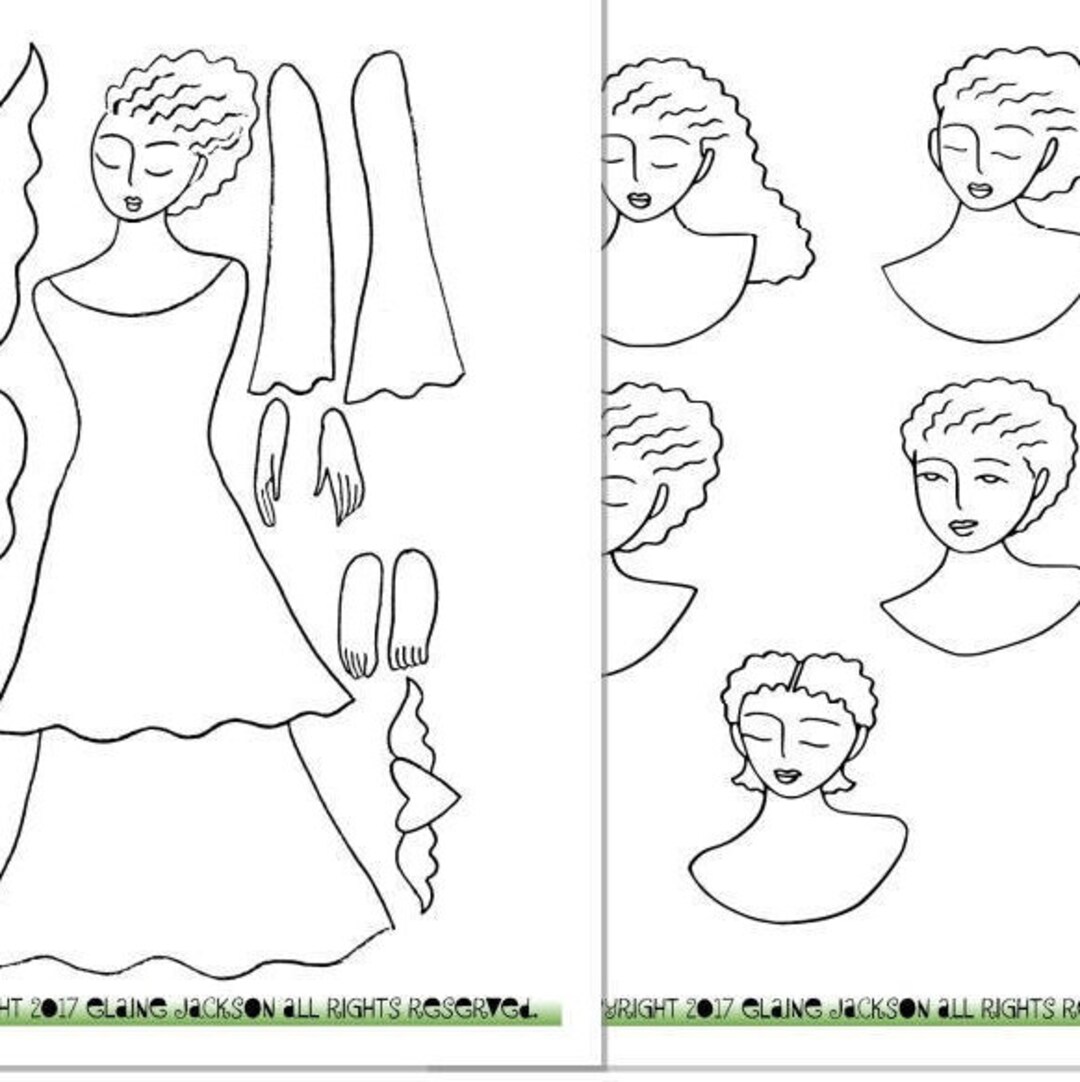 Angel Paper-doll Coloring Pages Printable - Etsy