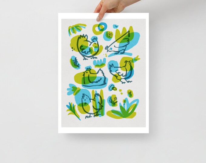 Spring Chickens Poster - Etsy