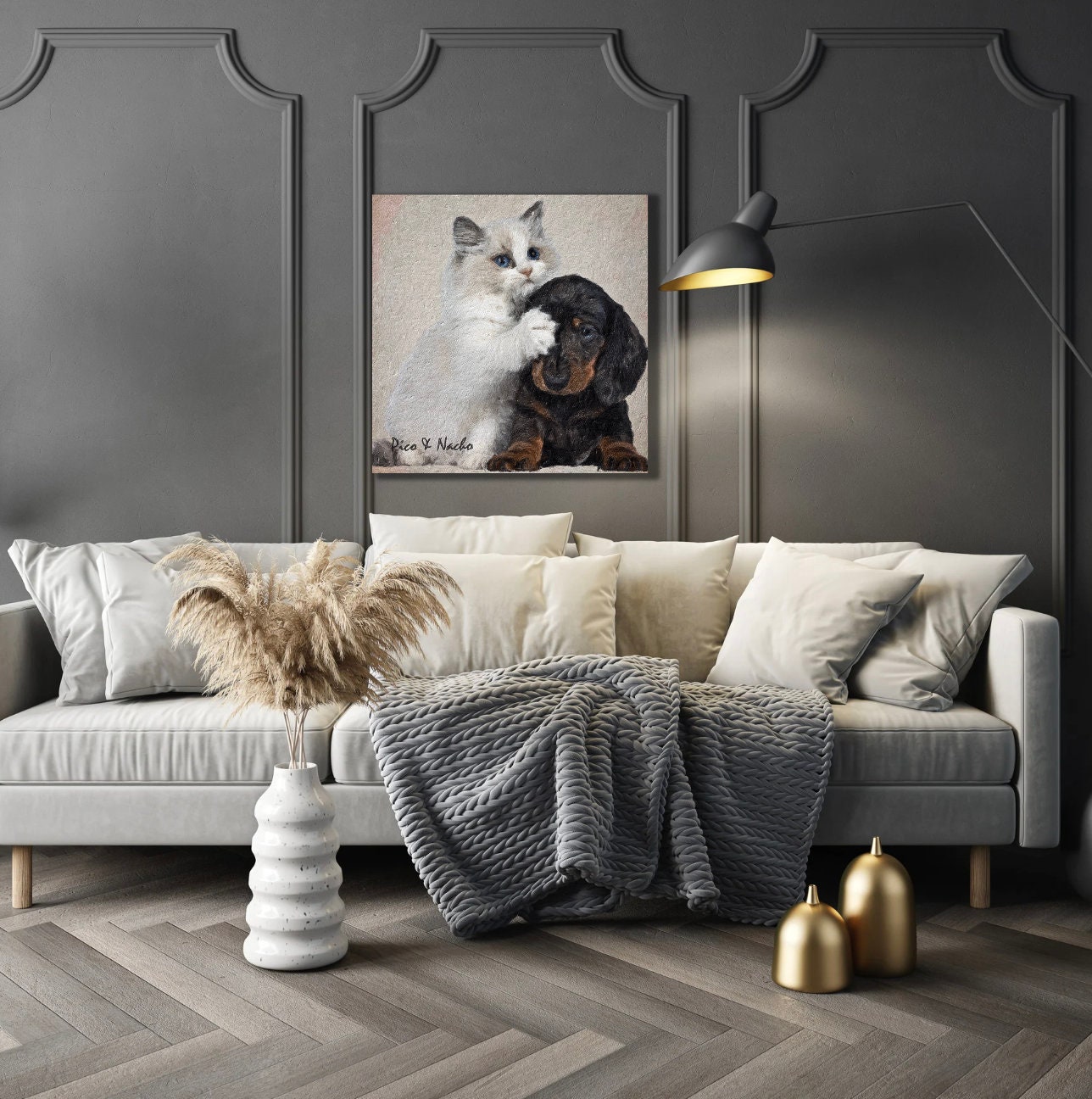 Custom Pet Portraits Using Pet Photo Personalized Digital Dog Portraits Cat Portraits Custom Dog ...