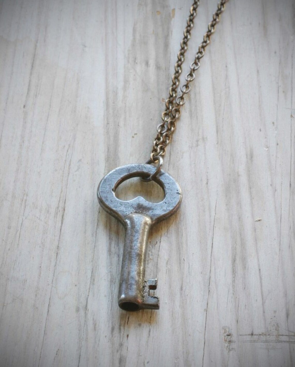 Simple Little Secret Necklace. Small Vintage Cabinet Key on Oxidized ...