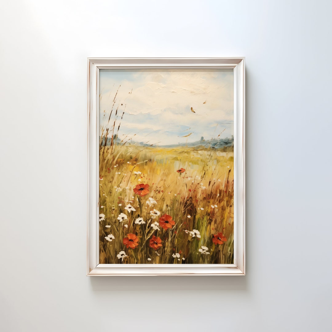 Vintage Spring Printable Wildflower Oil Painting - Etsy