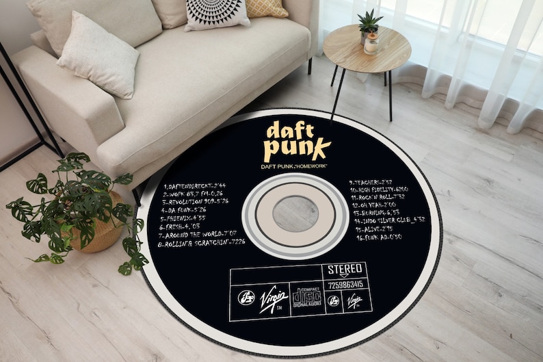 Daft Punk Homework Album Cover Rug, Handmade CD Rug, Round Music Lover ...