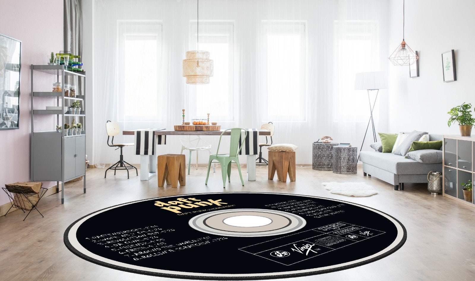 Daft Punk Homework Album Cover Rug, Handmade CD Rug, Round Music Lover ...