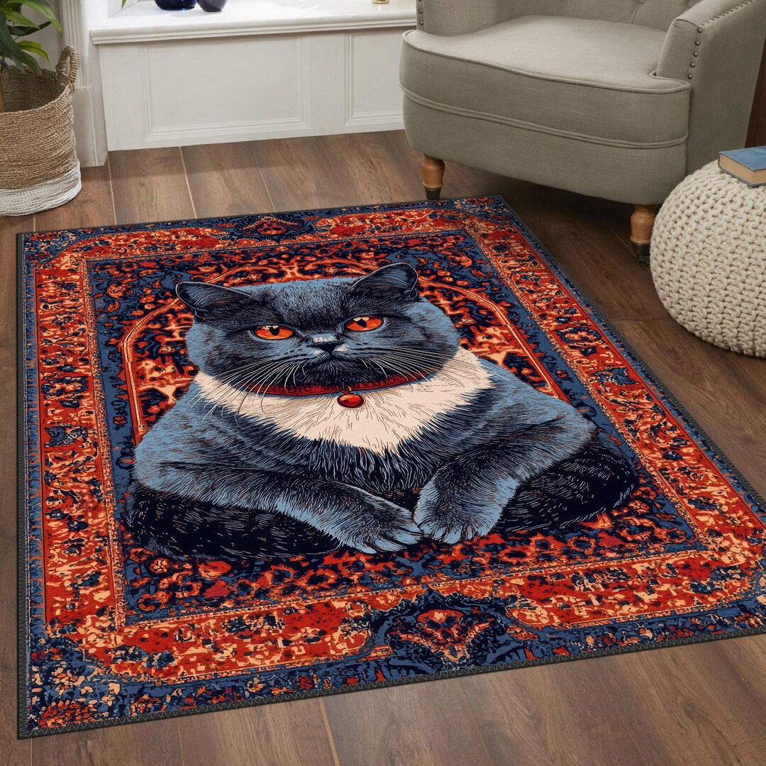 Unique Cat Art Carpet, Perfect for Living Room or Bedroom, Luxury ...