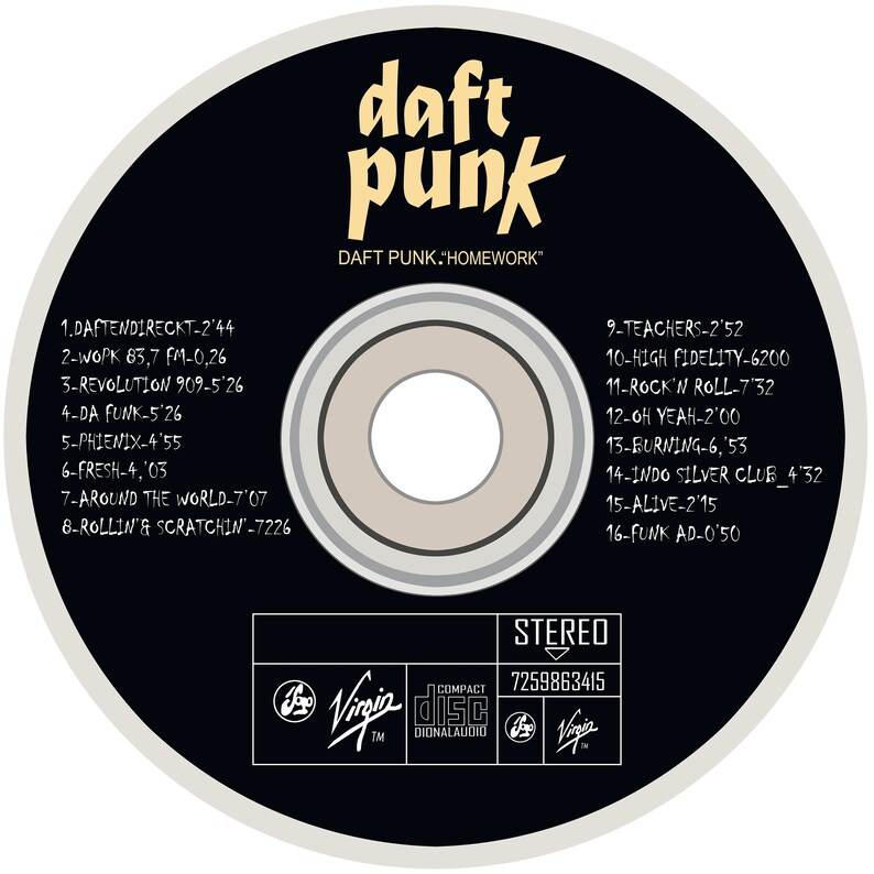 Daft Punk Homework Album Cover Rug, Handmade CD Rug, Round Music Lover ...