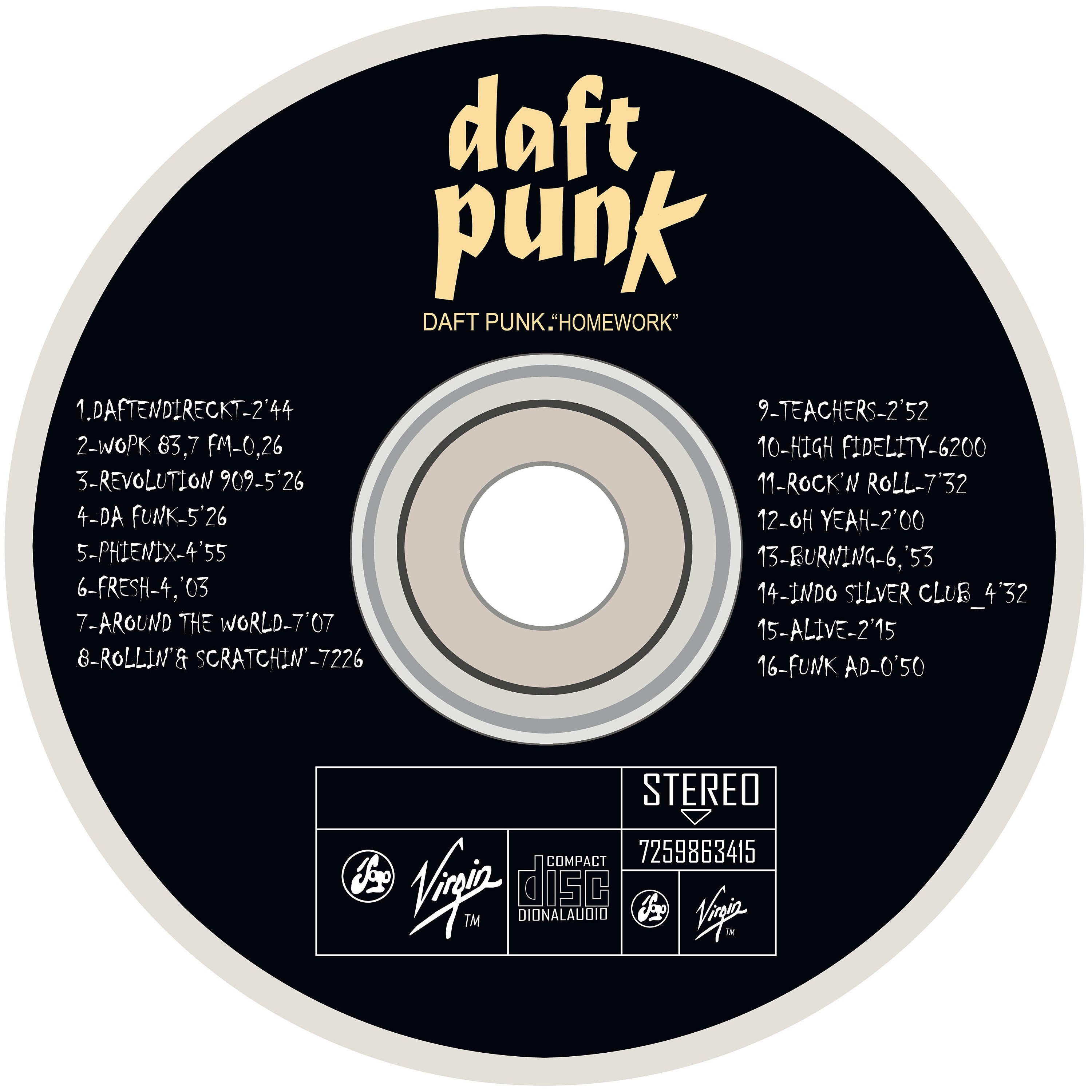 Daft Punk Homework Album Cover Rug, Handmade CD Rug, Round Music Lover ...