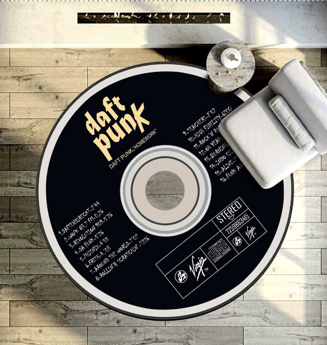 Daft Punk Homework Album Cover Rug, Handmade CD Rug, Round Music Lover ...