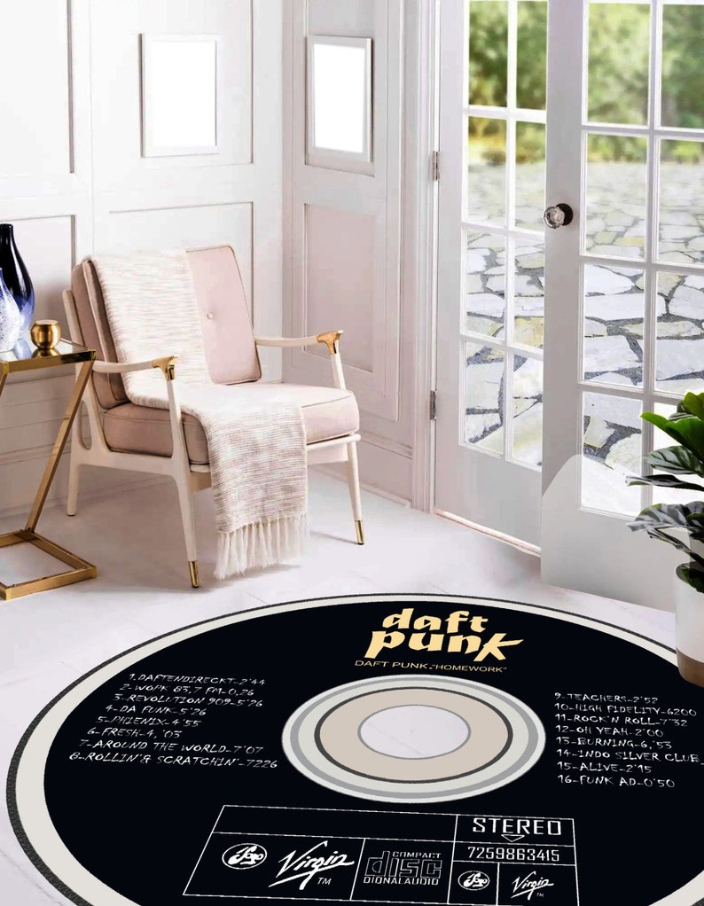 Daft Punk Homework Album Cover Rug, Handmade CD Rug, Round Music Lover ...