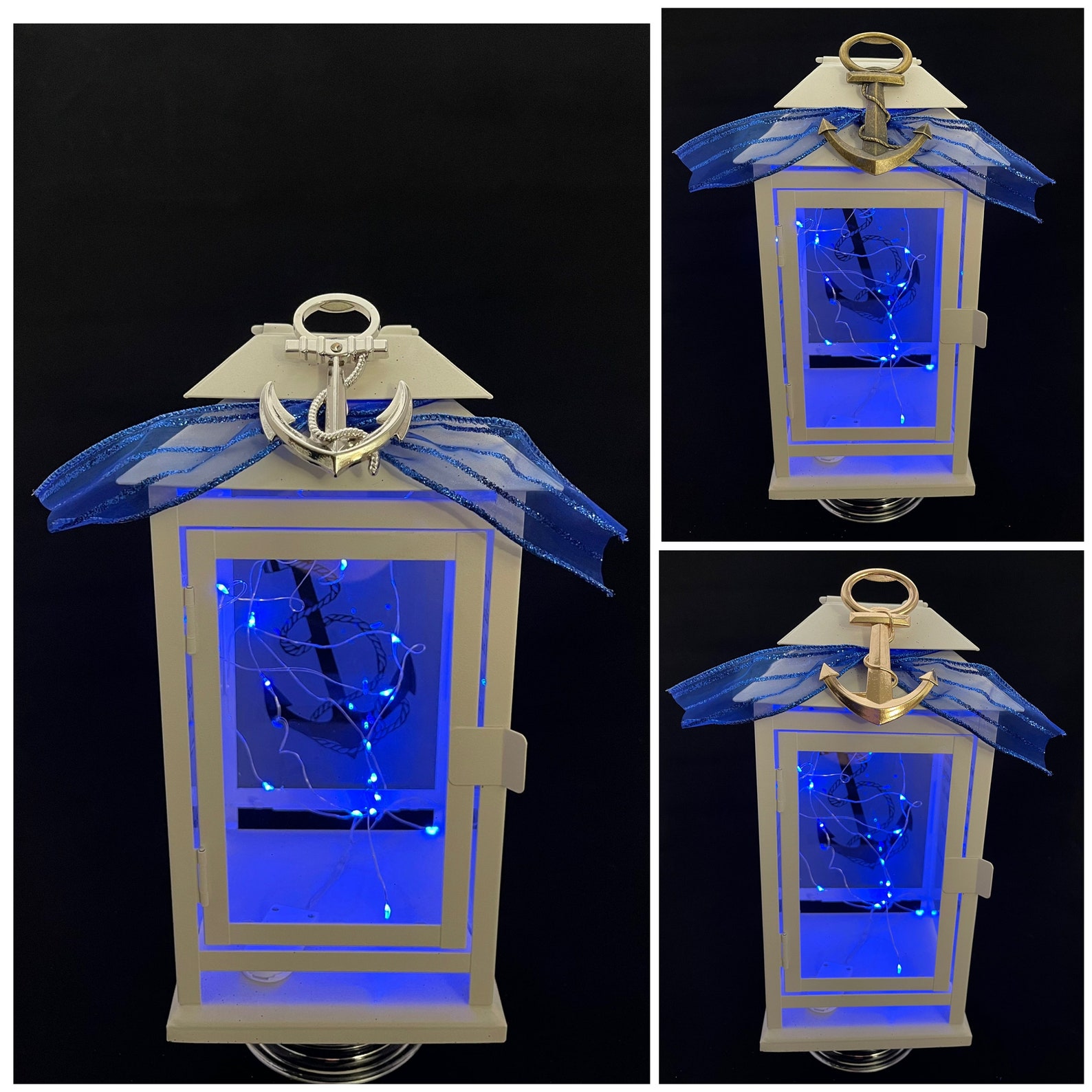 US NAVY Sailor Blue Light Candle Poem Lantern W/ Anchor Charm **the ...