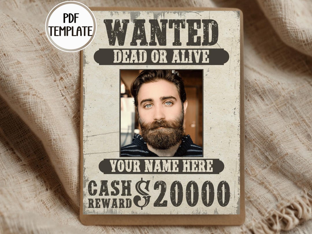 Editable Western Wanted Poster Template - Western Outlaw Reward Sign ...