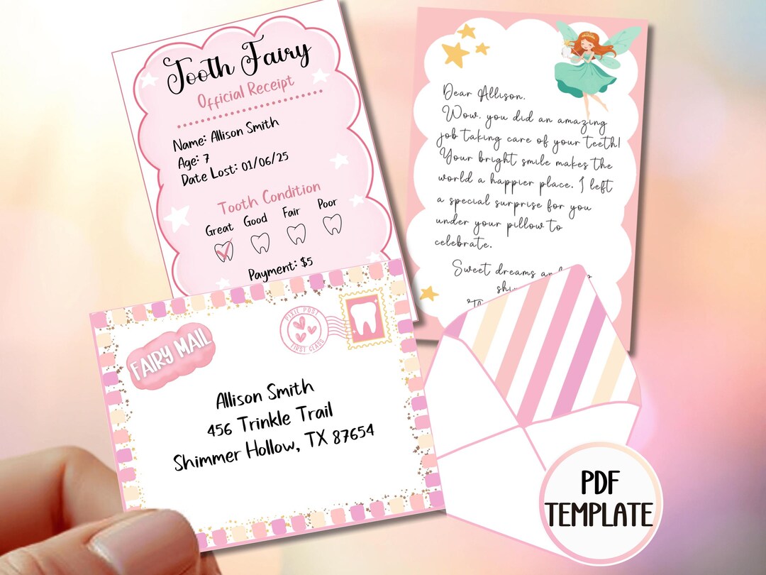 Editable PDF Mini Tooth Fairy Letter | Fairy Letter | Fairy Receipt ...