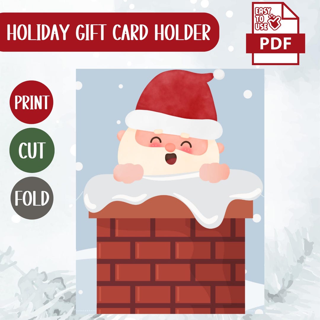Printable Holiday Gift Card Holder - Christmas PDF - Santa Gift Card ...