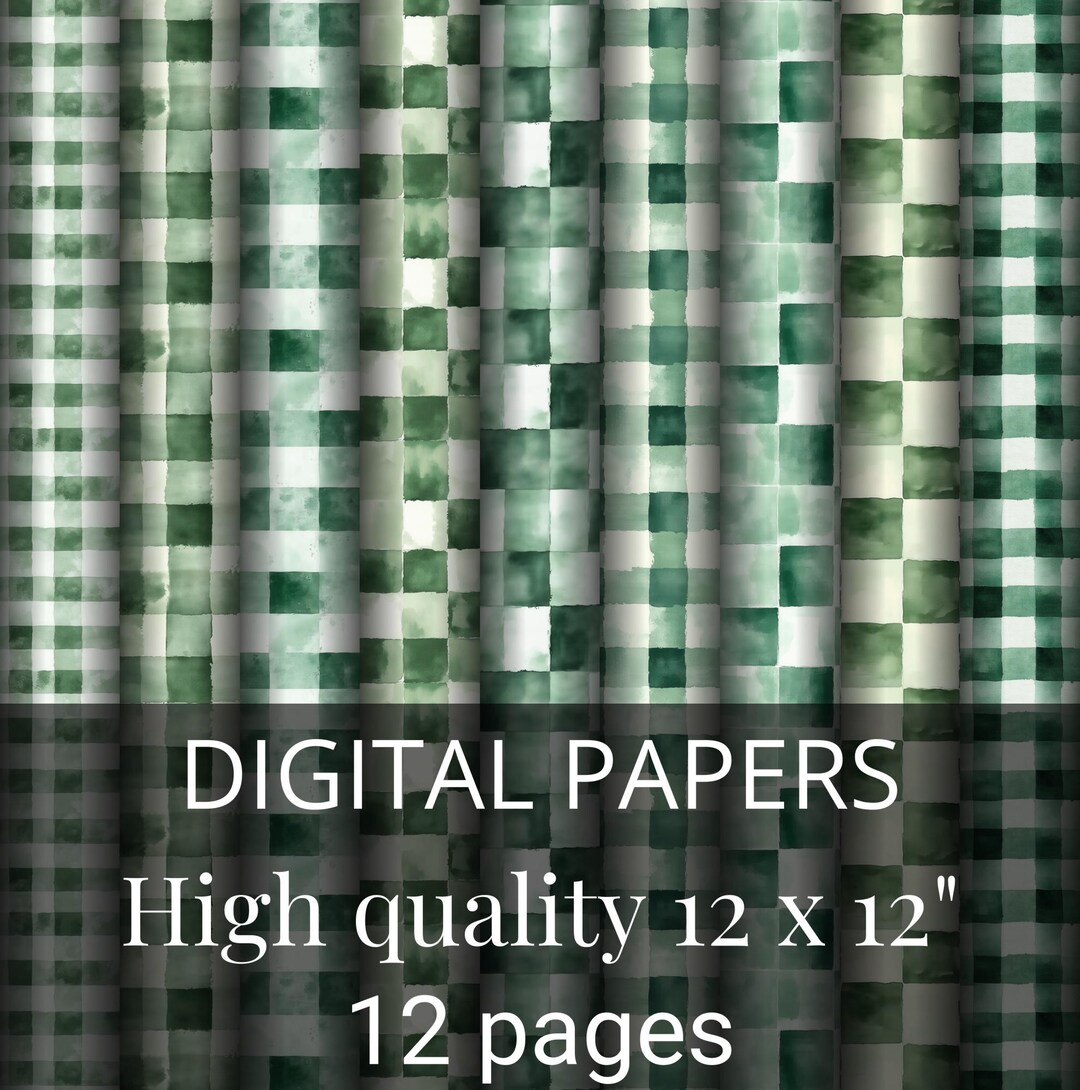 Sage Green Gingham Digital Paper, Seamless Pattern, Green Gingham ...