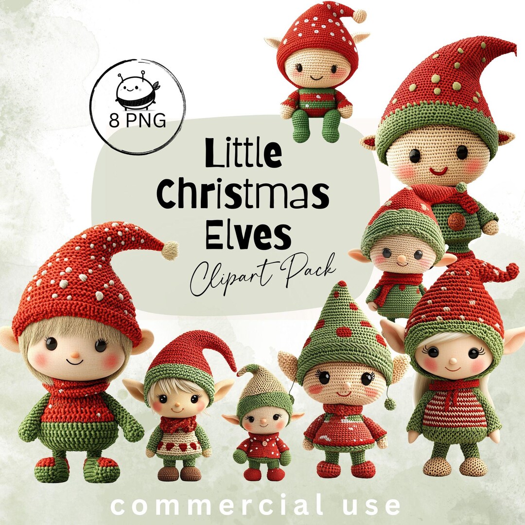 Little Christmas Elves Clipart Pack, Transparent PNG, Holiday Party ...