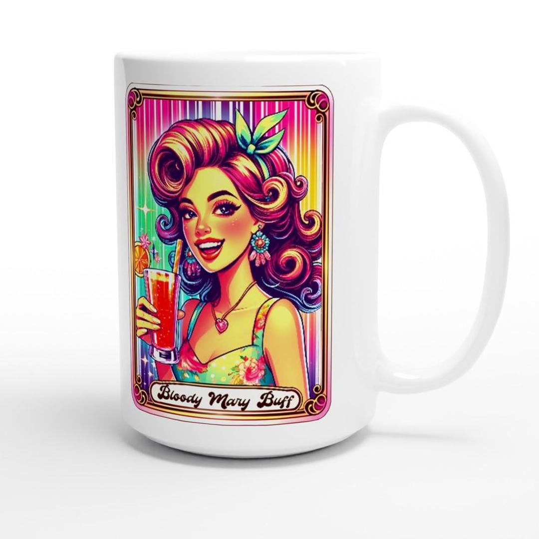 Bloody Mary Buff 2 Pin up Girl Tarot Card White 15oz Ceramic Mug - Etsy