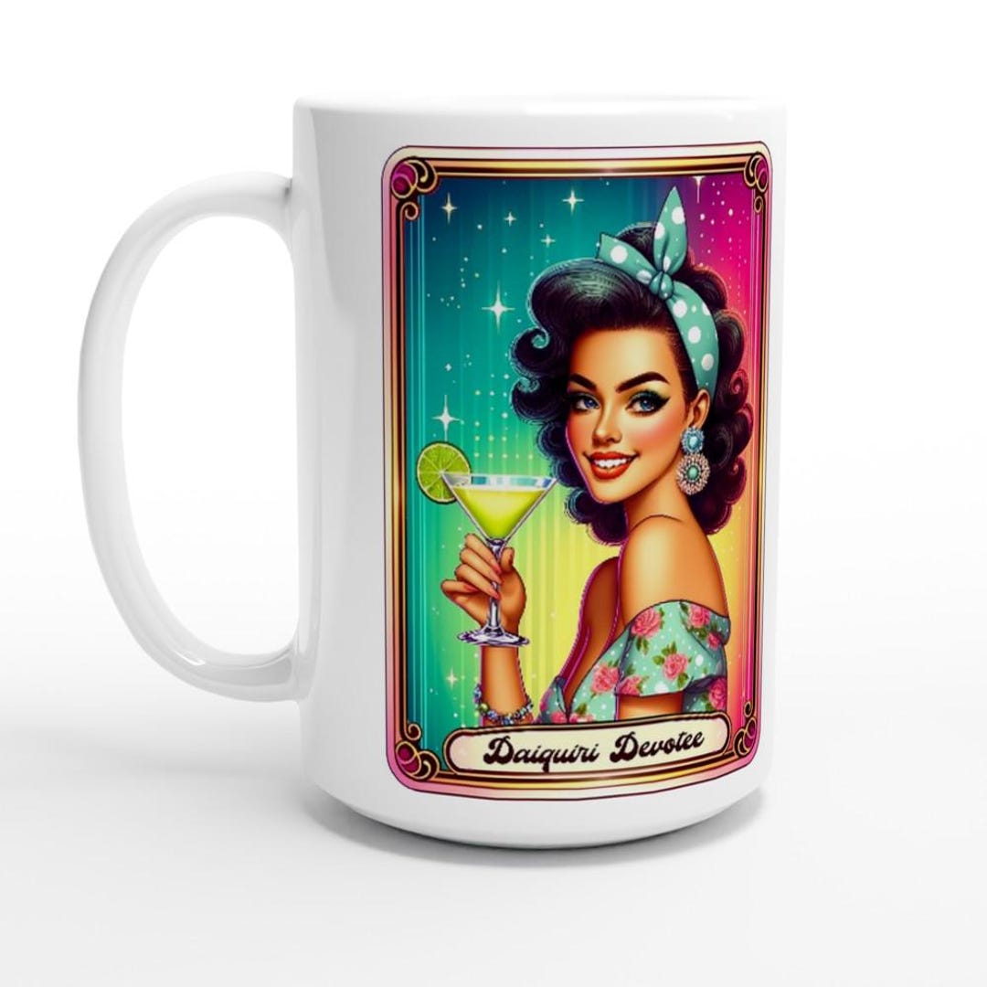 Daiquiri Devotee Pinup Girl 2 Tarot Card White 15oz Ceramic Mug - Etsy
