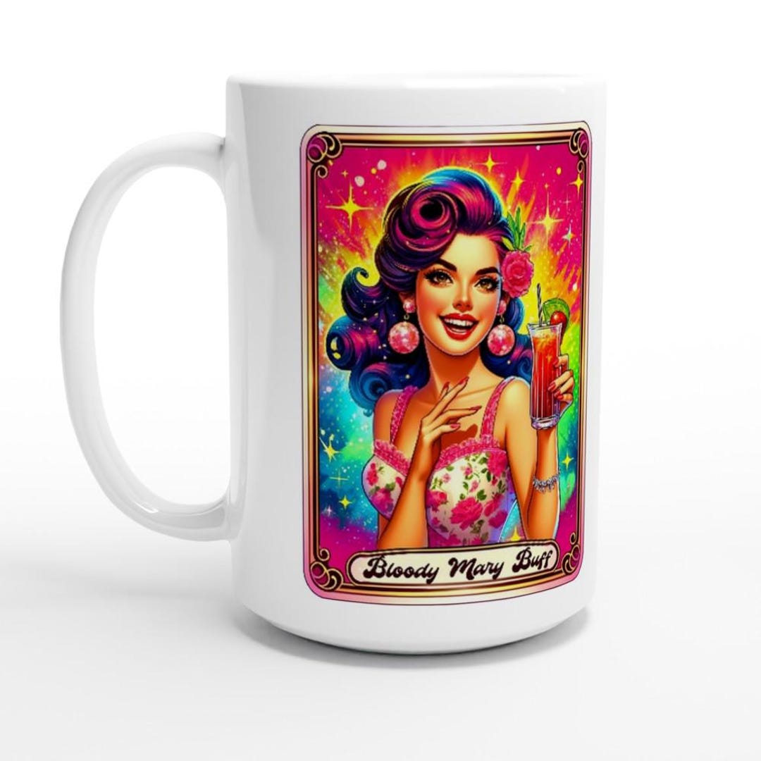 Bloody Mary Buff 3 Pin up Girl Tarot Card White 15oz Ceramic Mug - Etsy