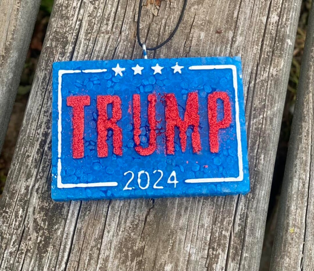 Blue White And Red Trump 2024 Car Freshie Black Ice Scented Etsy