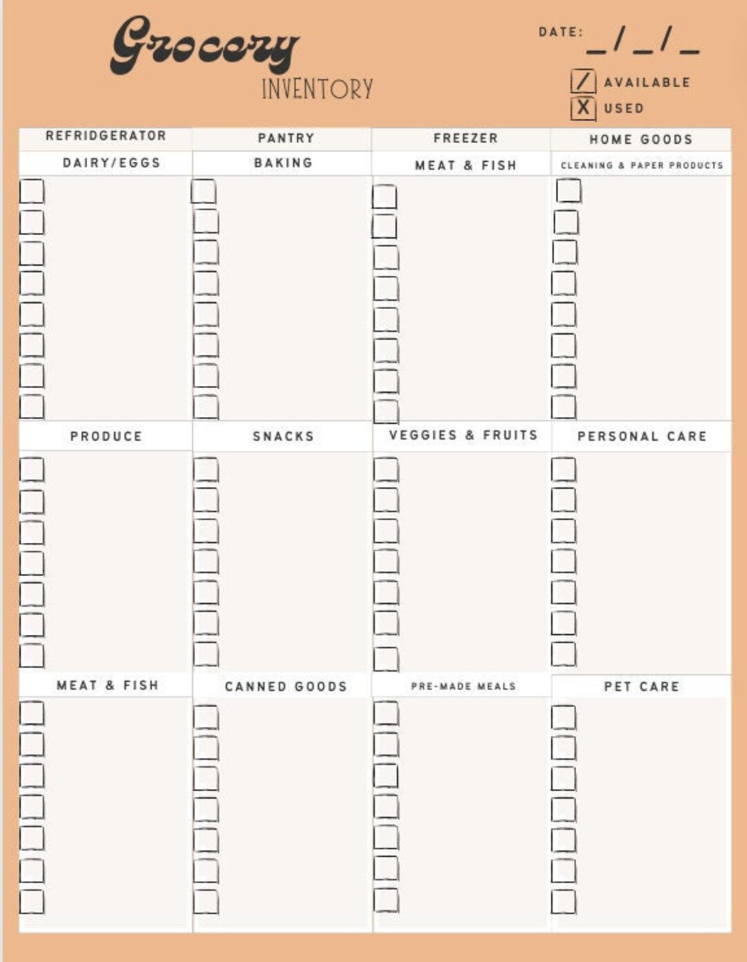 Grocery Inventory List - Etsy