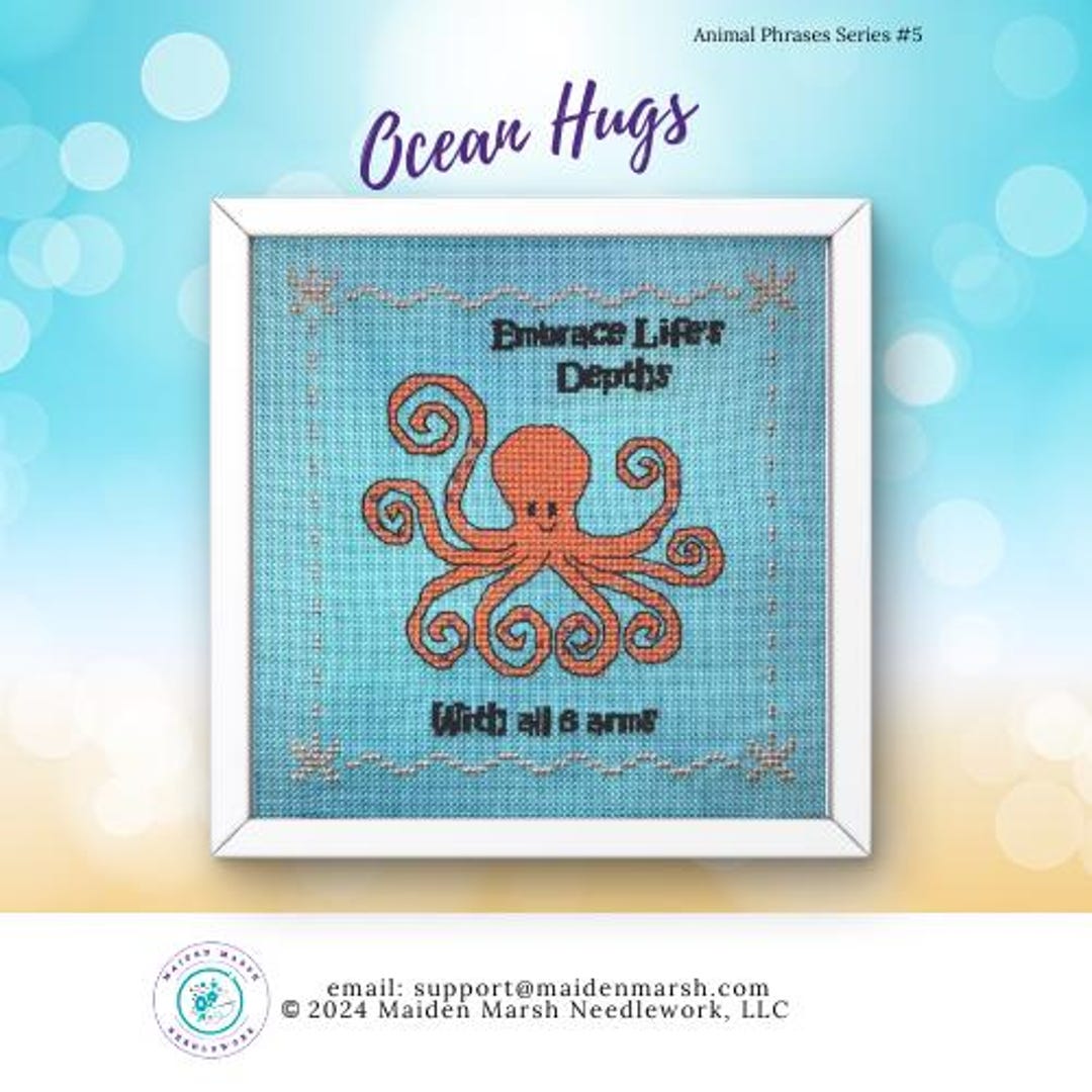 Ocean Hugs - Octopus Cross Stitch Pattern, Animal Phrase Series, PDF ...