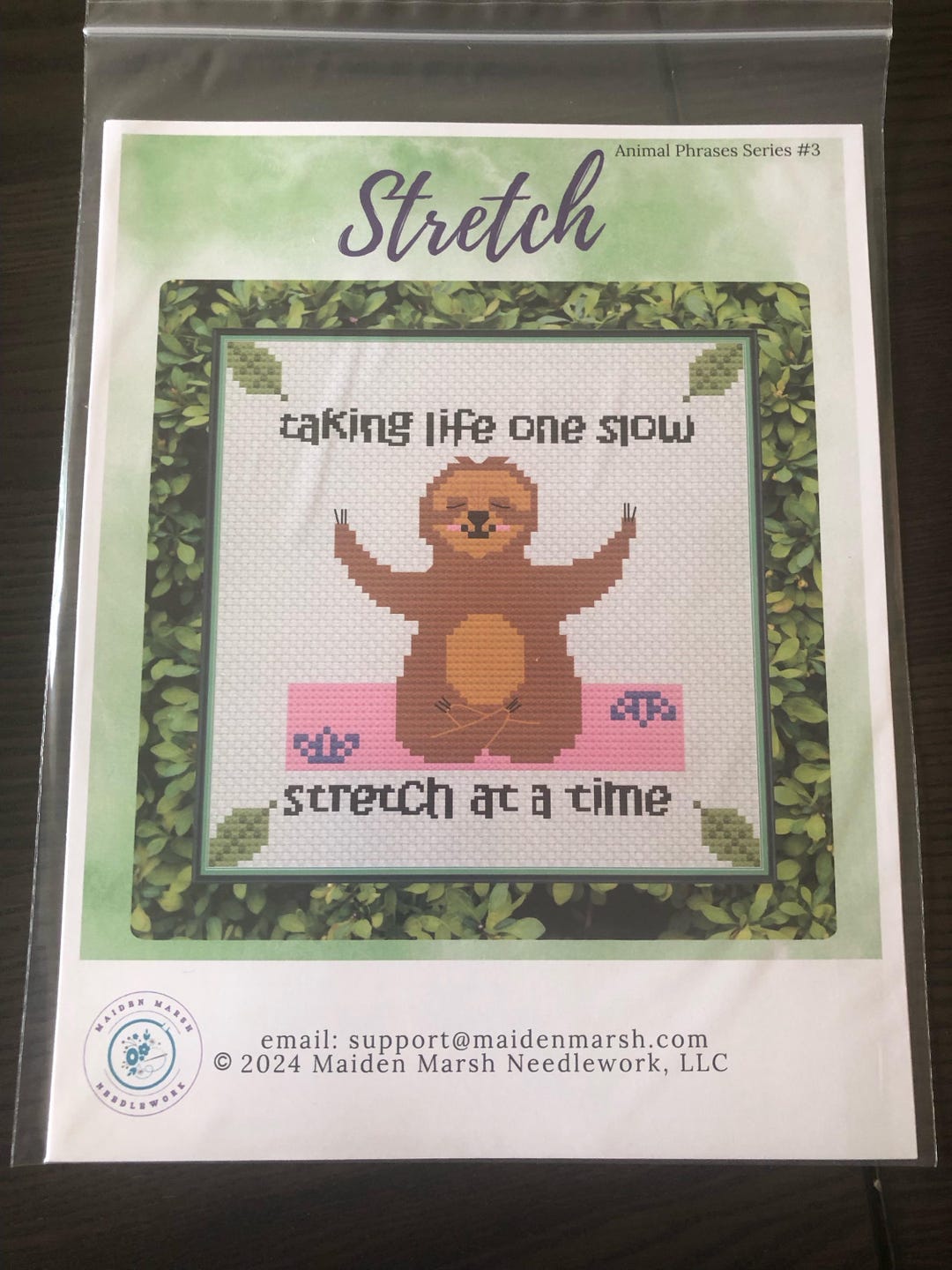 Stretch- Sloth Cross Stitch Pattern, Animal Phrases Series, Printed ...