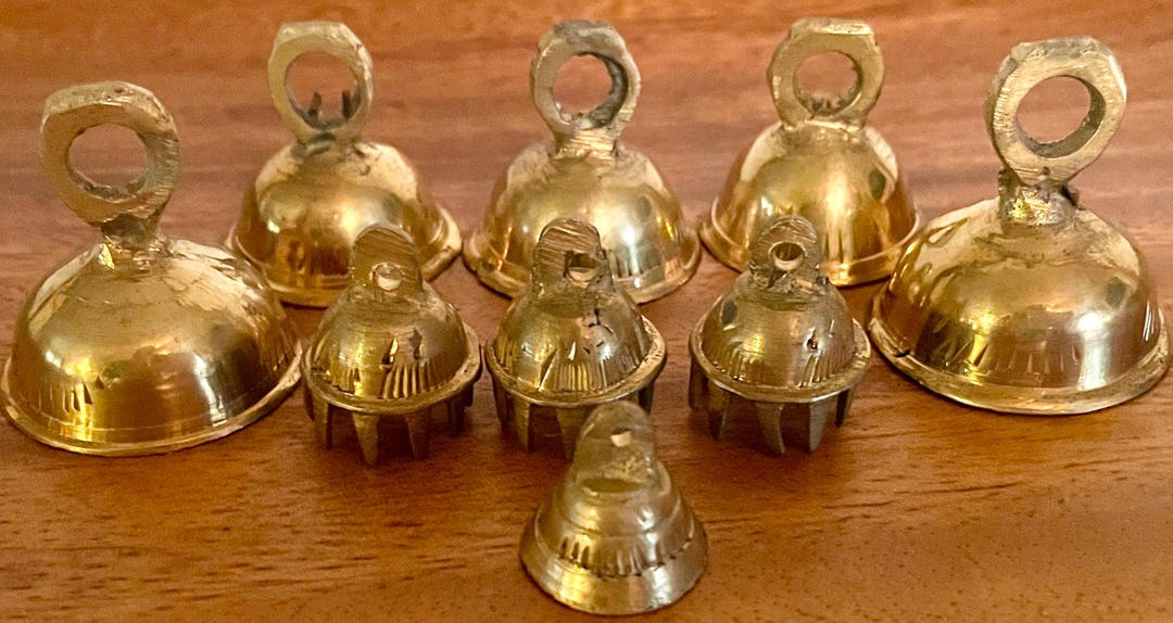 Vintage Brass Bells Assortment Miniature Bells Tiny Brass Bells Lot of ...