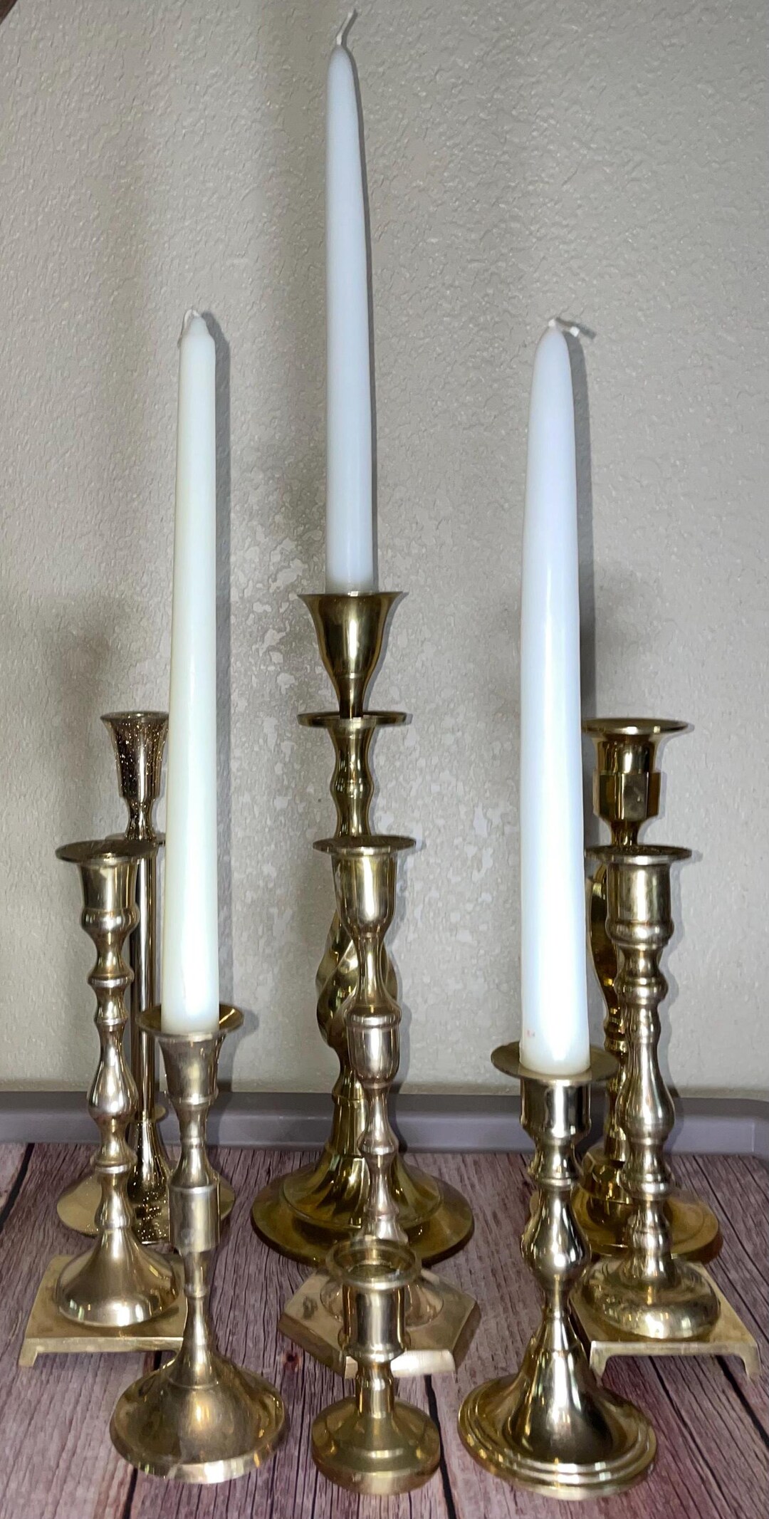 Vintage Brass Candlestick Collection Set of 9 Brass Candle Holder ...