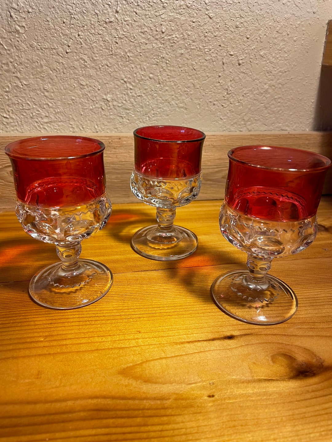 Vintage Ruby Cordial Glasses / Aperitif Glasses / Set of 3 Three ...
