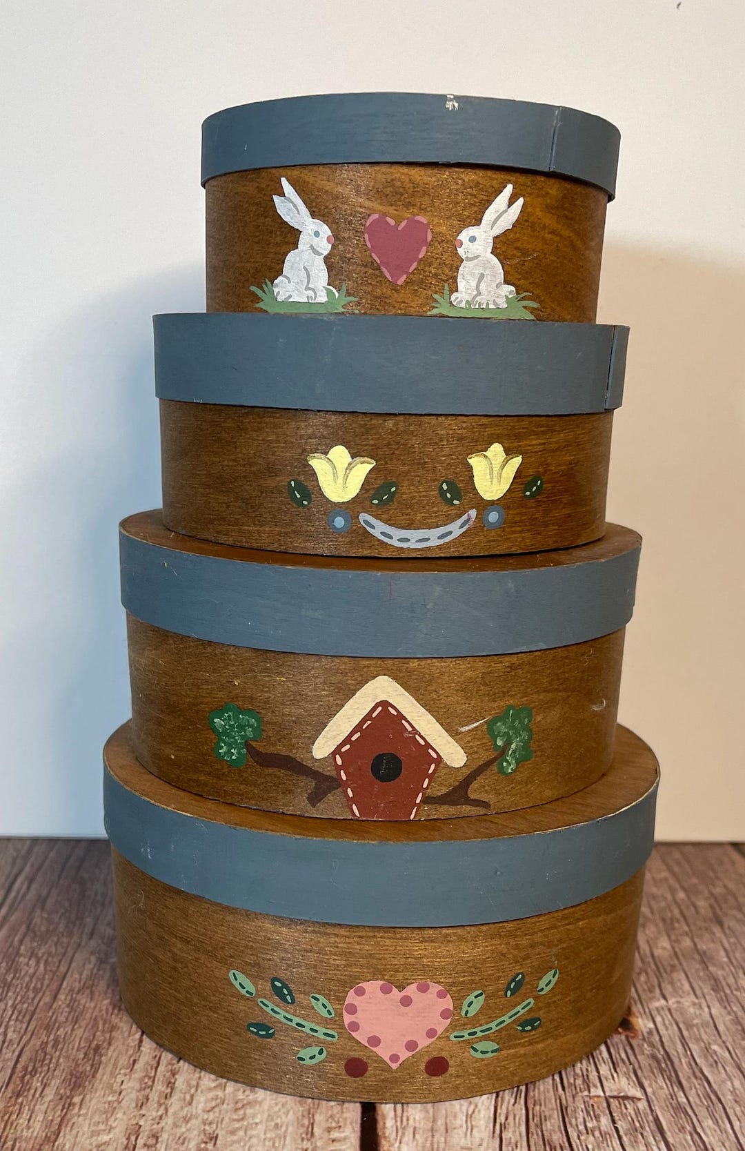 Vintage Hand-painted Folk Art Boxes Cottage Decor Farmhouse Decor ...