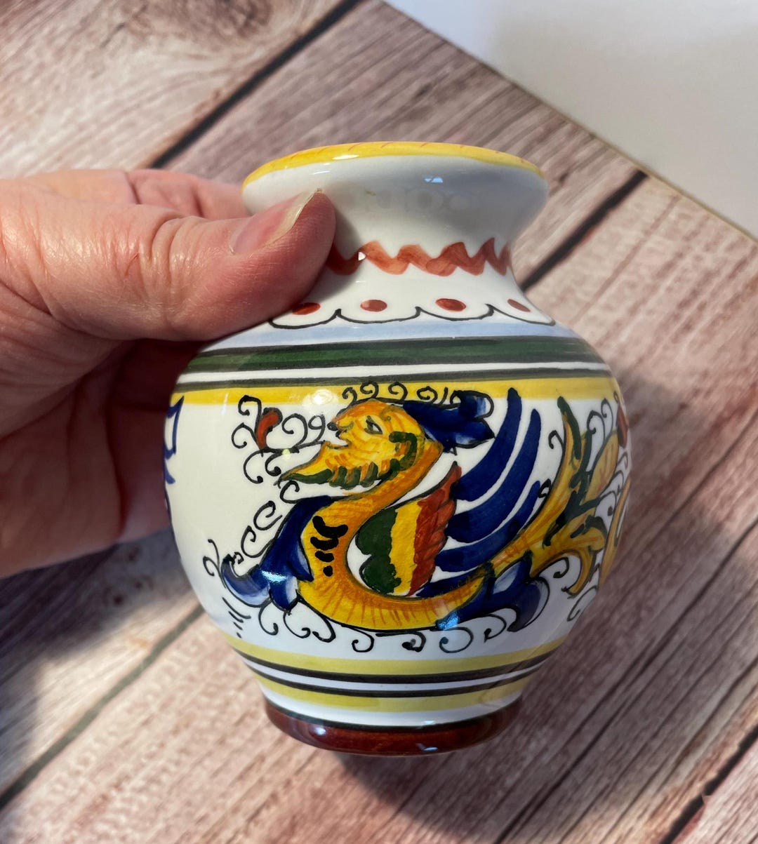 Vintage Italian Pottery Vase Deruta Vase With Dragon Made in Italy ...
