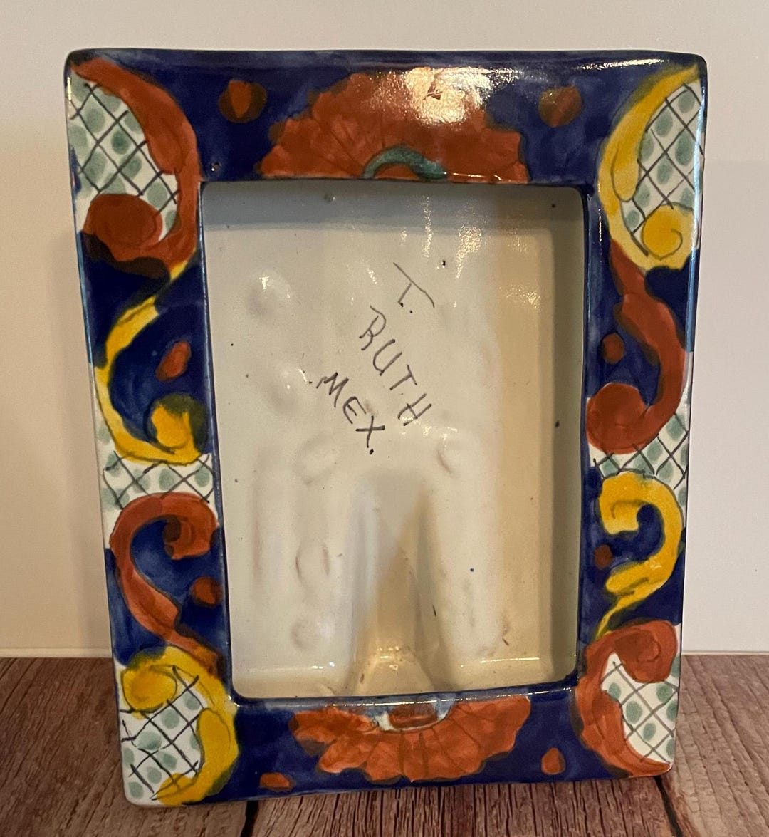 Vintage Frame Talavera Pottery Frame 5 X 7 Signed T Ruth Handpainted ...