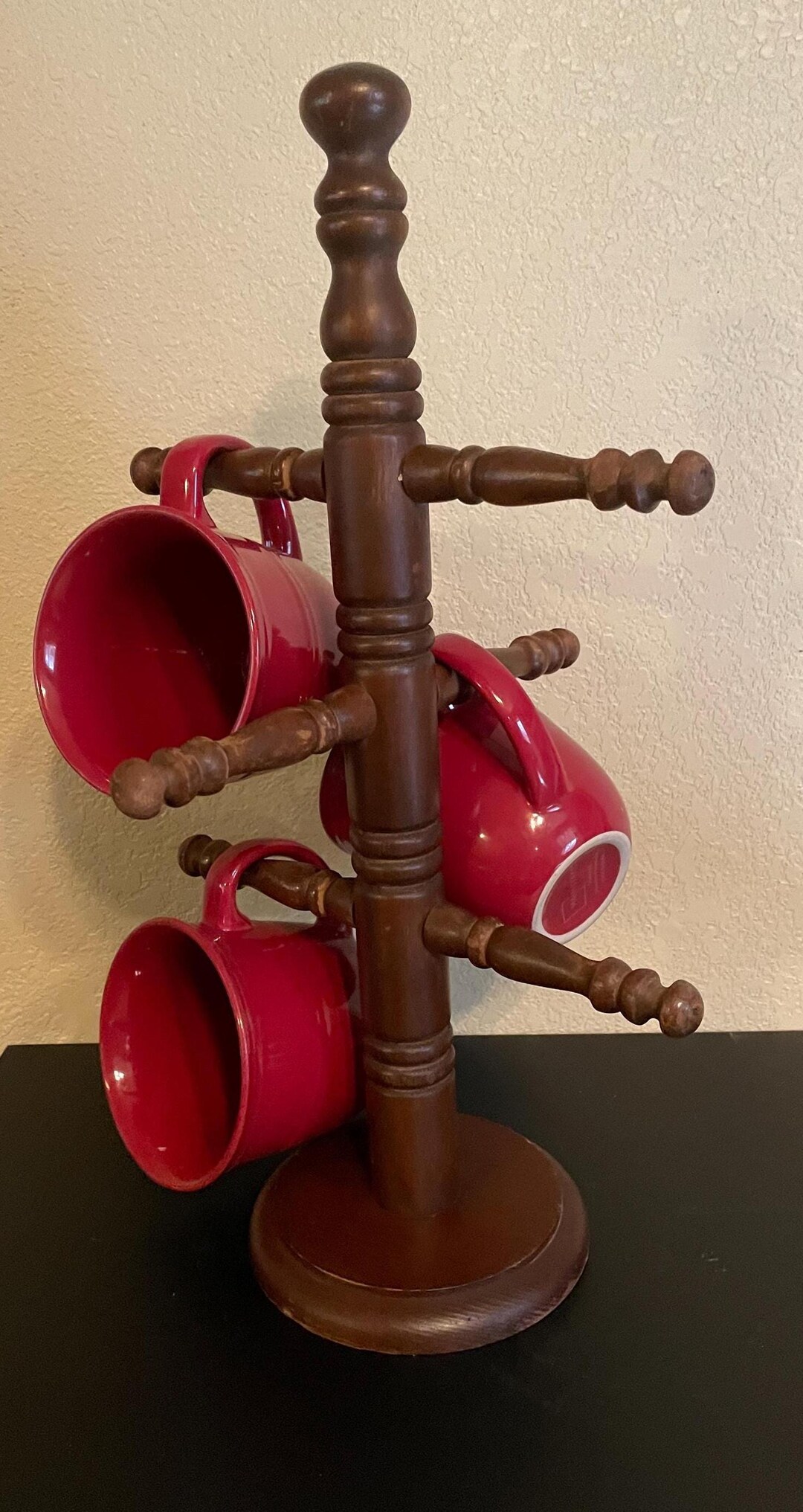 Vintage Mug Tree Wood Coffee Cup Rack Holds 6 Mugs - Etsy