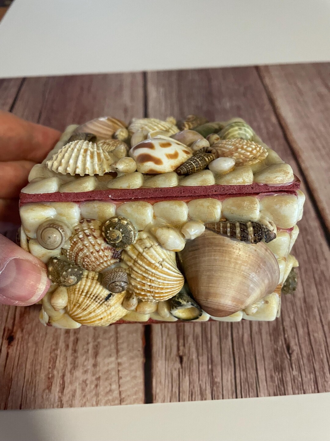 Vintage Jewelry Box Sailor's Valentine Seashell Covered Square Box ...