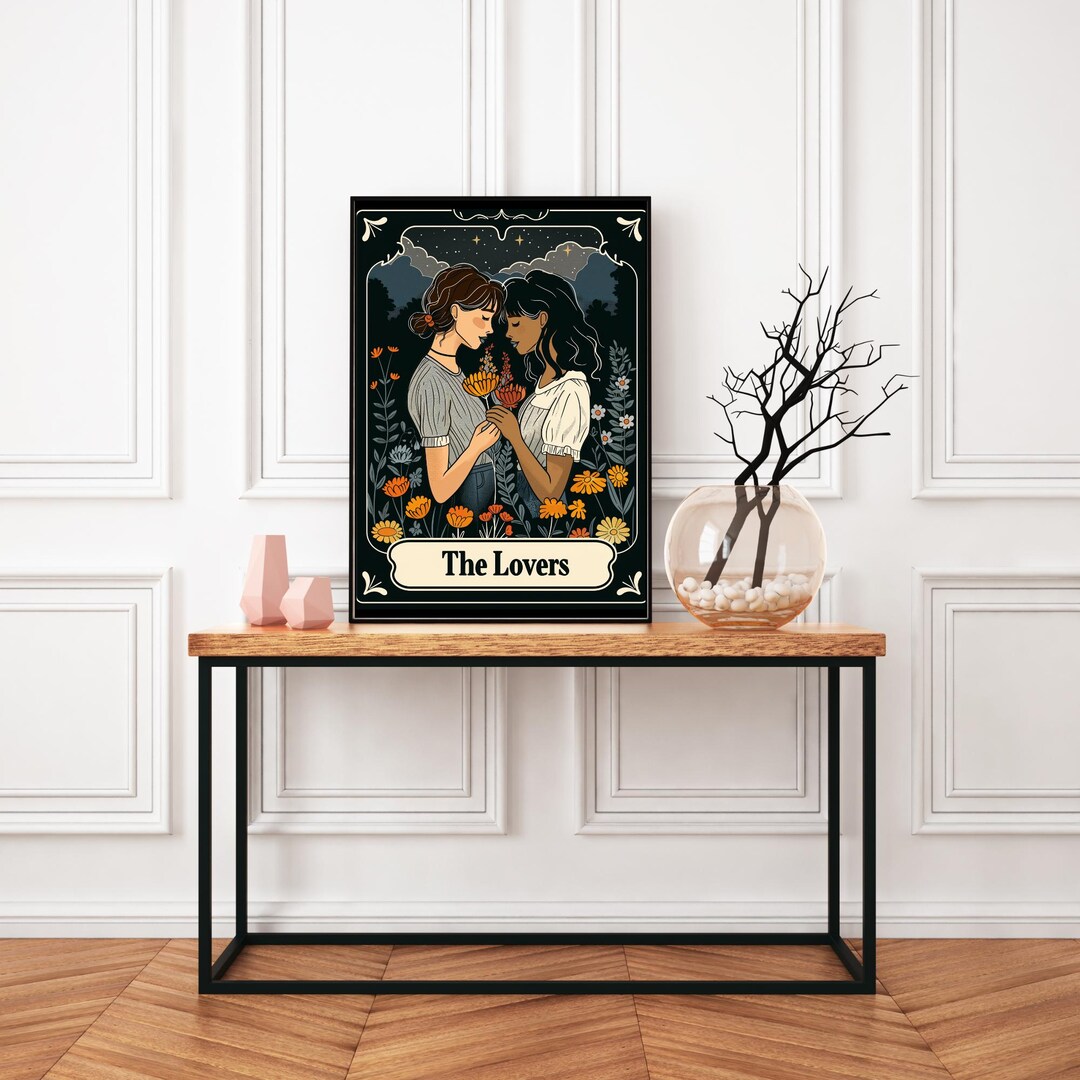 The Lovers Couple Art, LGBT Art Print, Queer Wall Decor, Lesbian Couple ...
