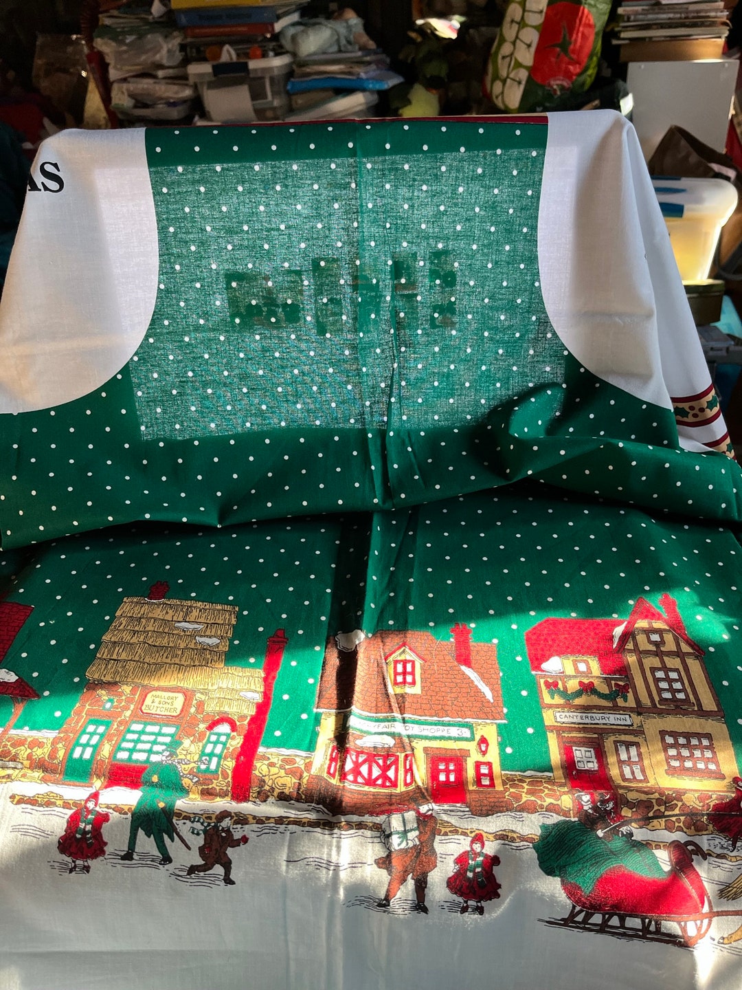 Vintage Screen Print Apron Devonshire Village Christmas Uncut Panel - Etsy