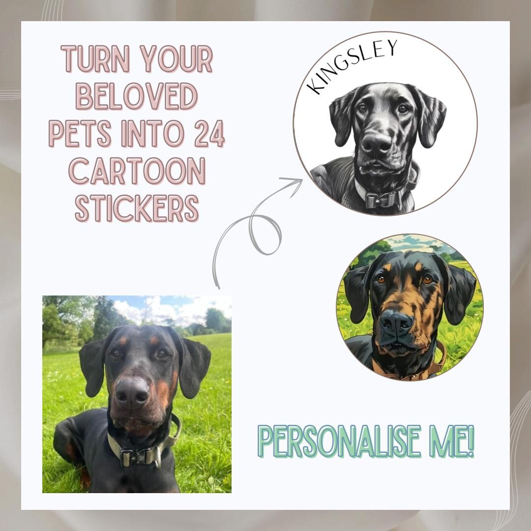 Personalised Dog Stickers Cartoon Pet Custom Pet Sticker, Custom Dog ...