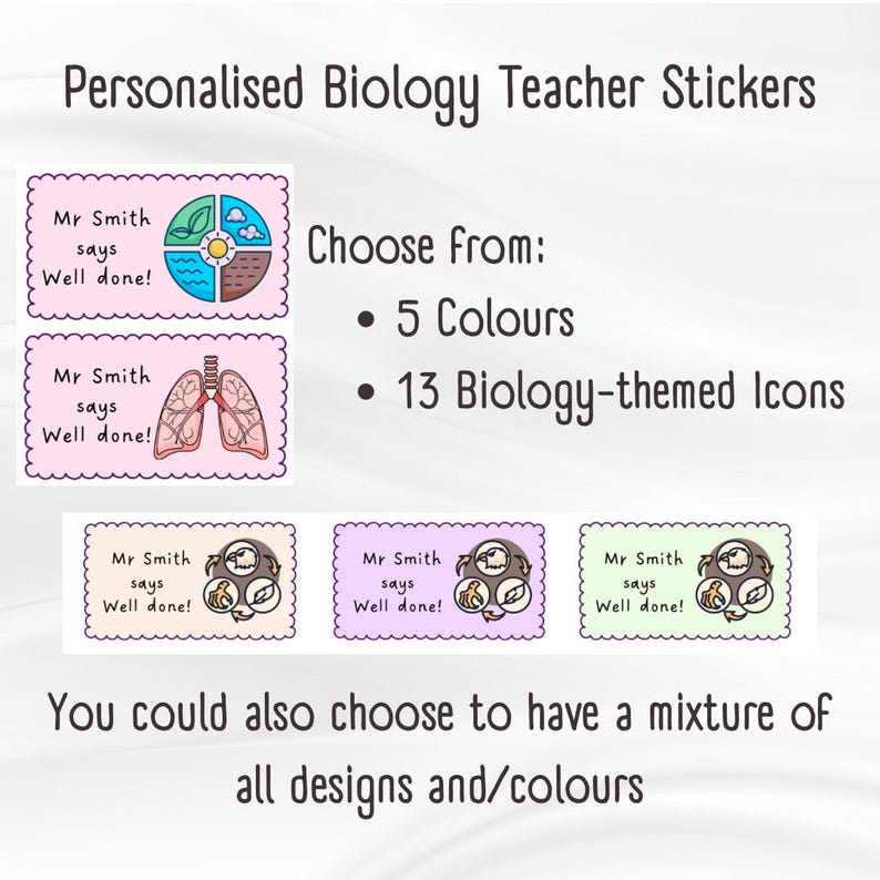 Personalised Biology Teacher Stickers - 65 Matte Stickers for Reward ...