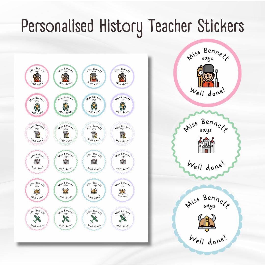 Personalised History Teacher Stickers - Matte Stickers for Reward ...
