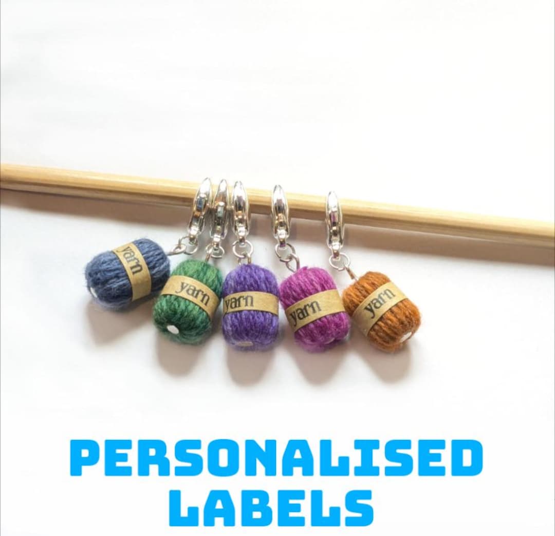 Personalised 5 Handmade Stitch Markers Knitting Yarn/wool Ball Kawaii ...