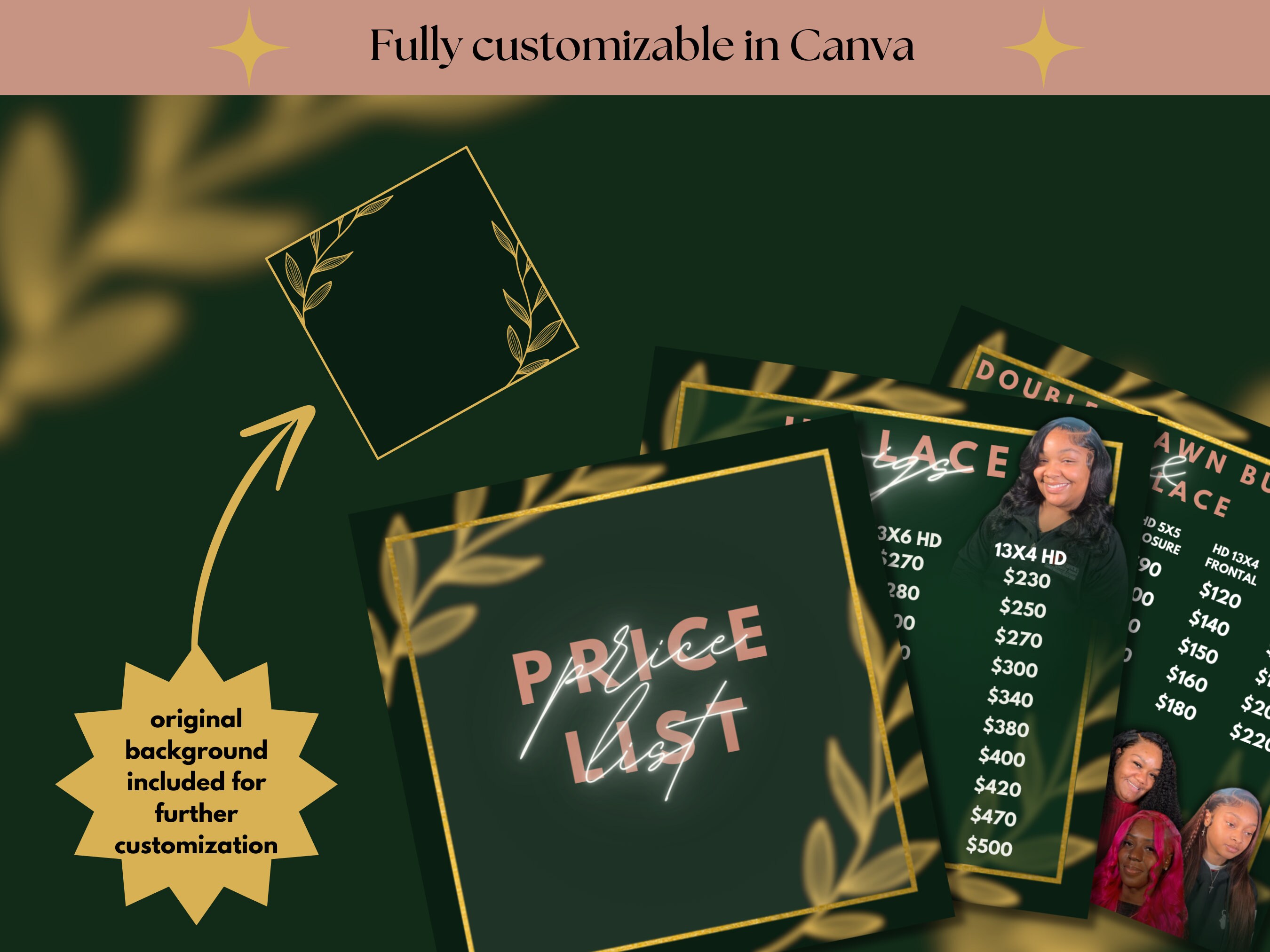 Price List Template, Editable Price List Template Canva, Beauty Salon ...