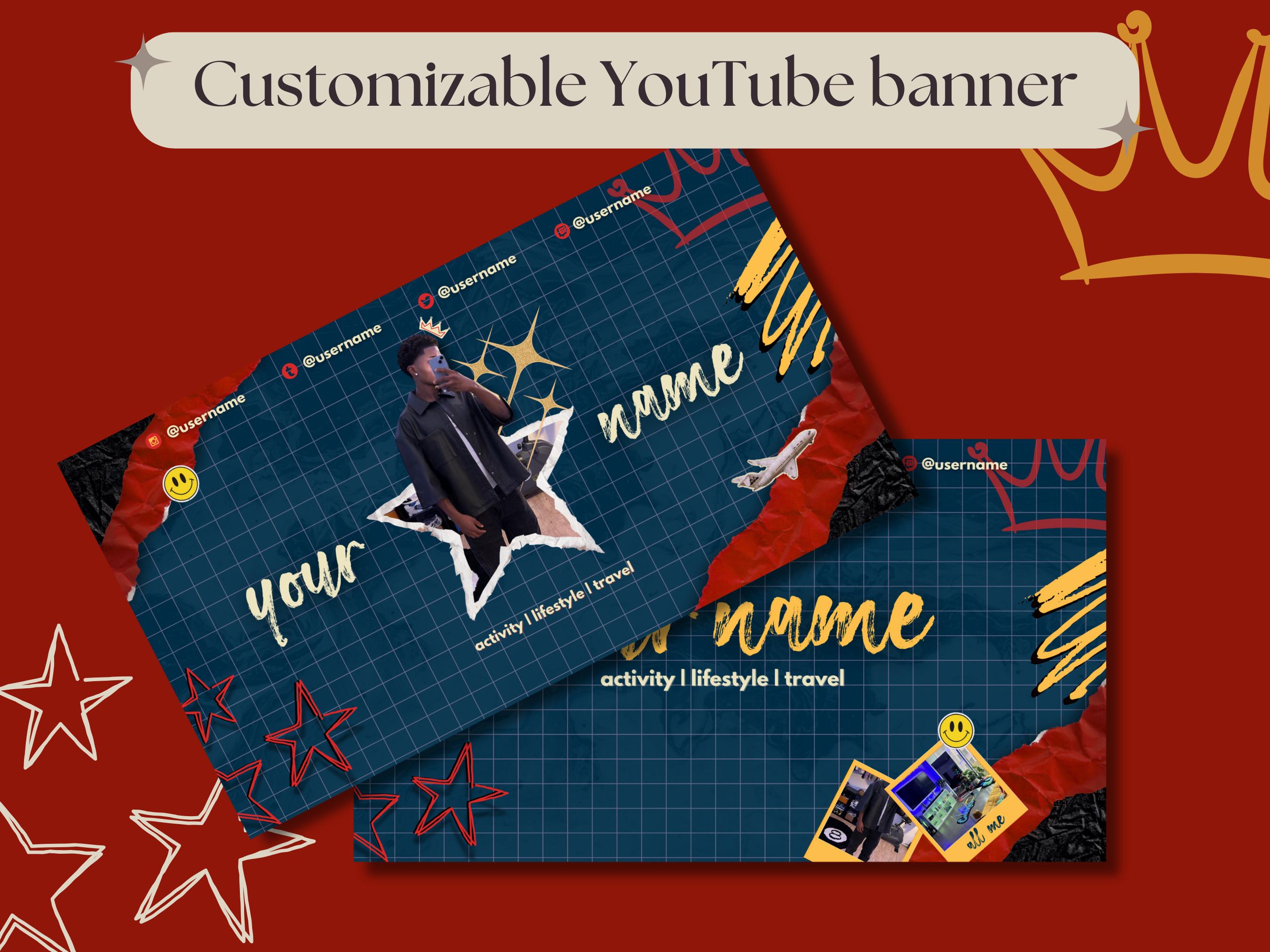 Editable Youtube Banner Template for Canva | Customizable Channel Art ...