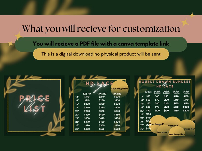 Price List Template, Editable Price List Template Canva, Beauty Salon ...