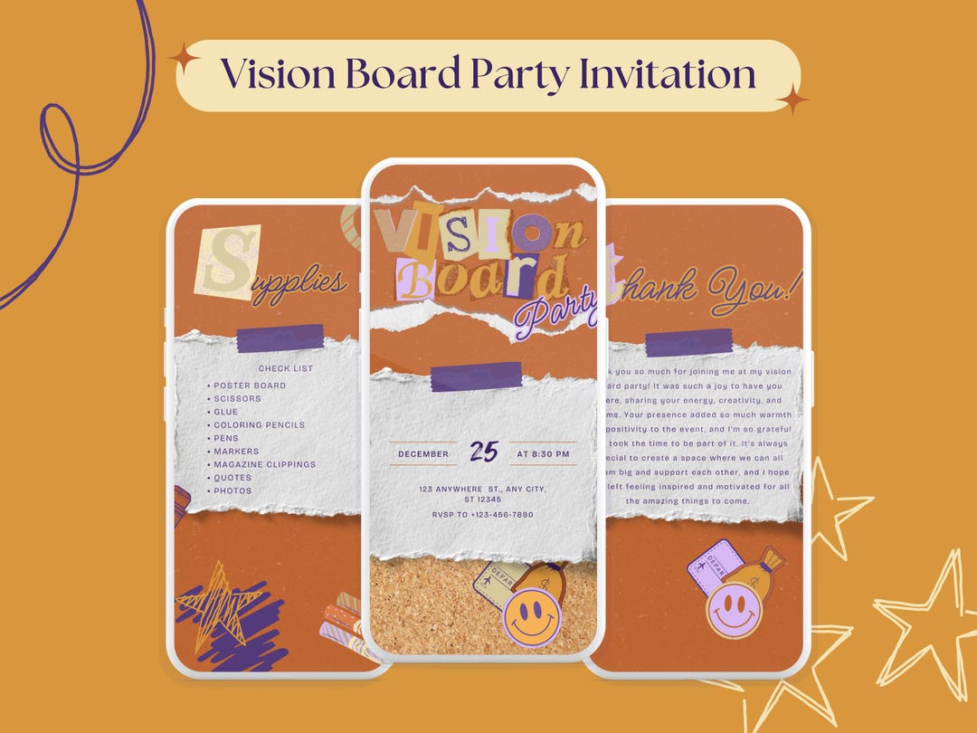 2025 New Year's Vision Board Party Invitation Manifestation Gathering ...