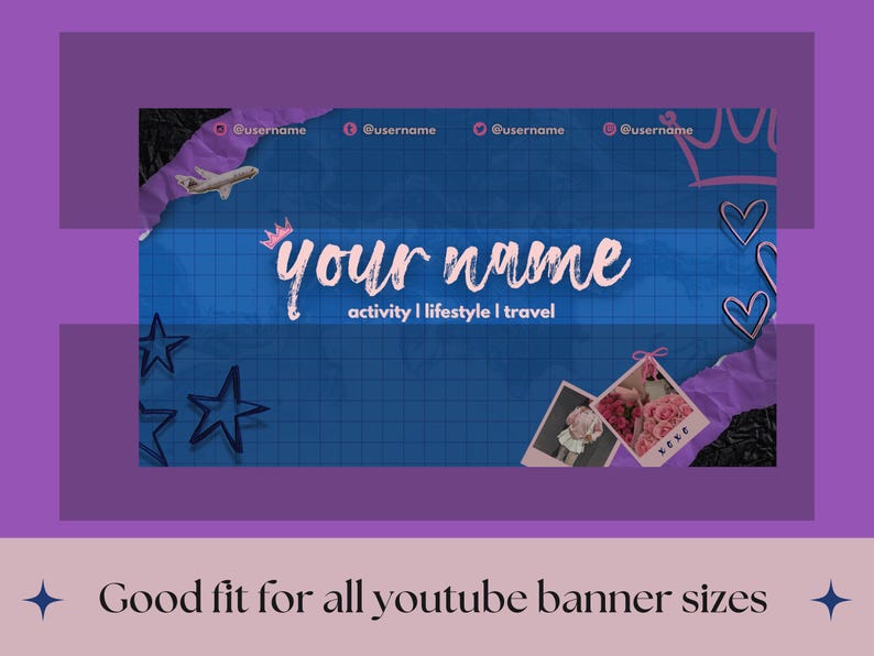 Editable Youtube Banner Template for Canva | Customizable Channel Art ...