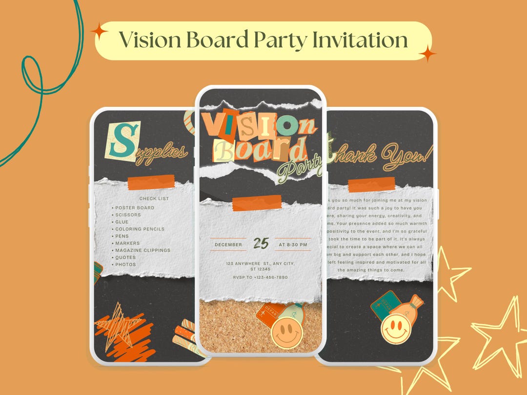 2025 New Year's Vision Board Party Invitation Manifestation Gathering ...